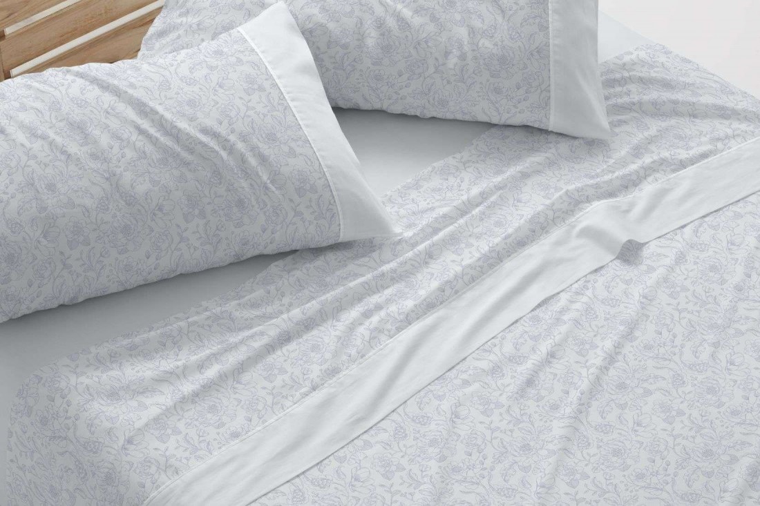 Sábanas de diseño, modelo 536 Azul, de Burrito Blanco