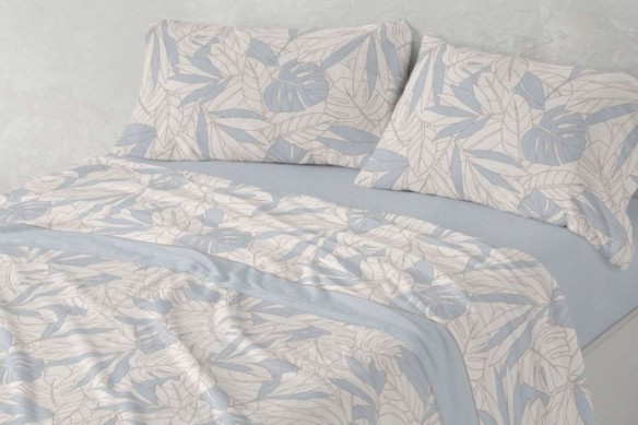 Sábanas Coralina | Diseño botánico|994 Azul | Burrito Blanco